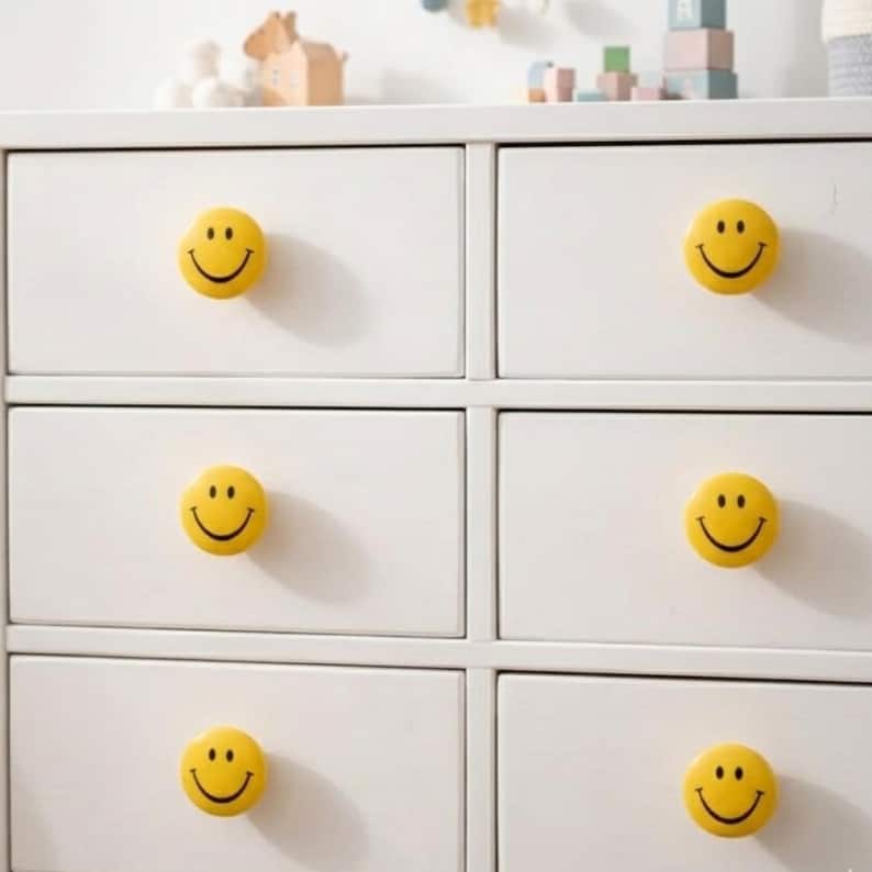 Smiley Face Ceramic Knob Door Drawer Pull Kitchen Cabinet Dresser ...