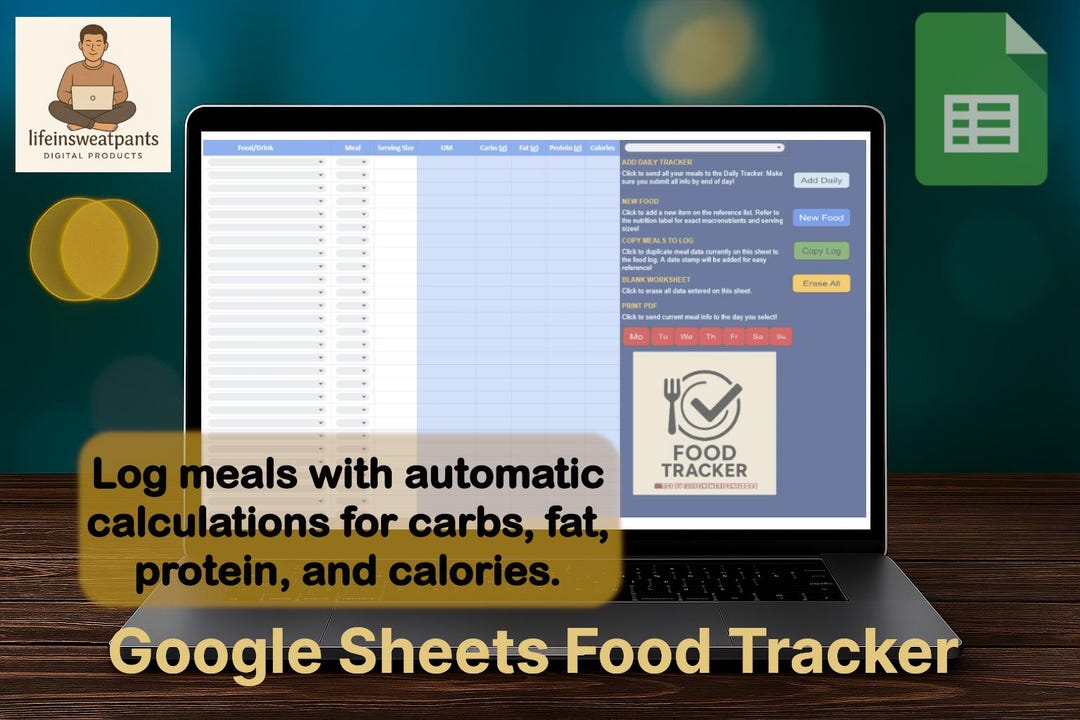 Google Sheets Nutrition Tracker | Meal Planner, Macro Tracker (digital ...