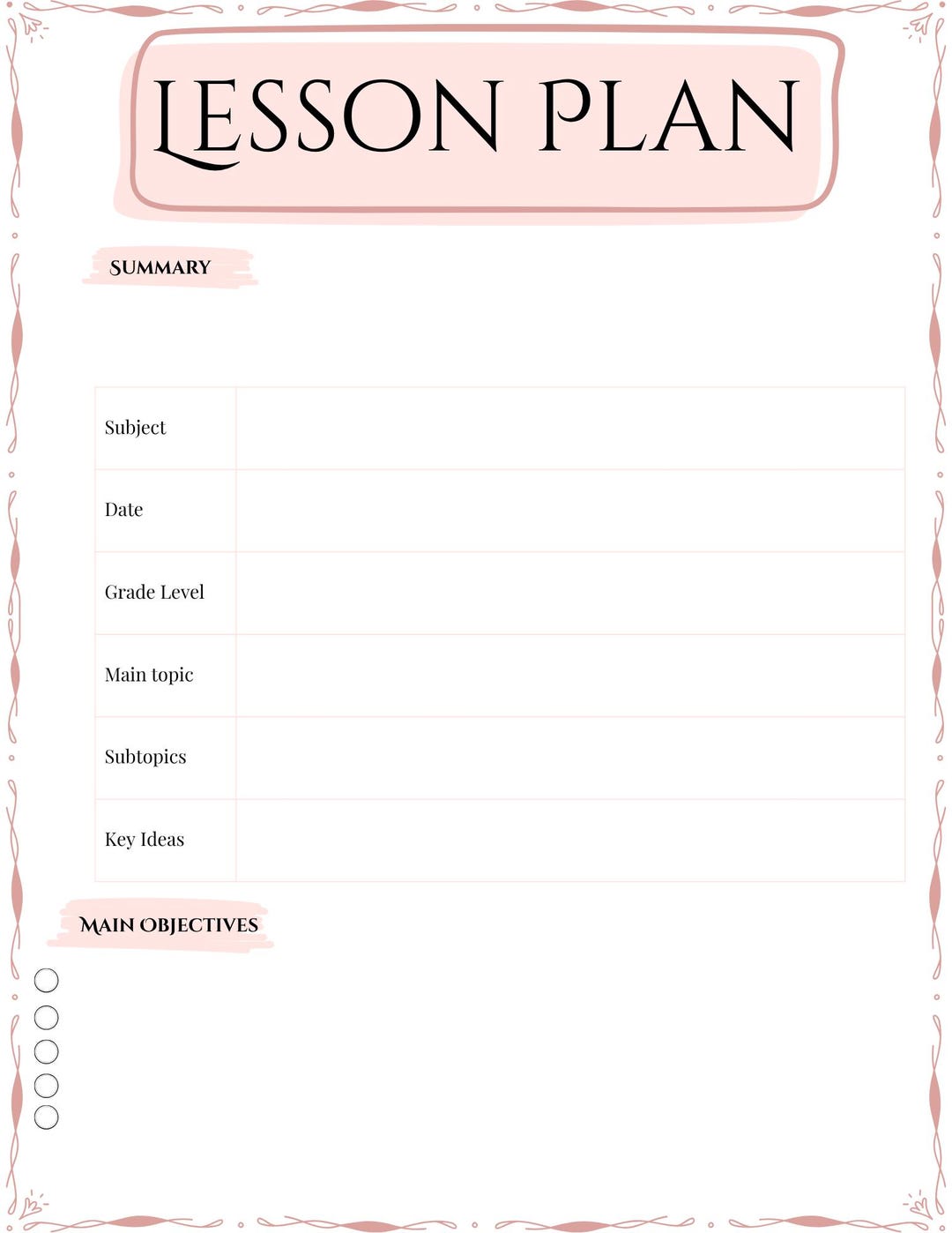 Pink Lesson Plan Organization for Teachers in Schools Aesthetic Lesson ...