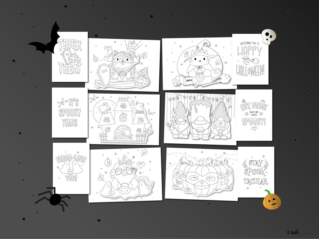 Assorted Halloween Coloring Pop-up Greeting Cards (digital Download) - Etsy