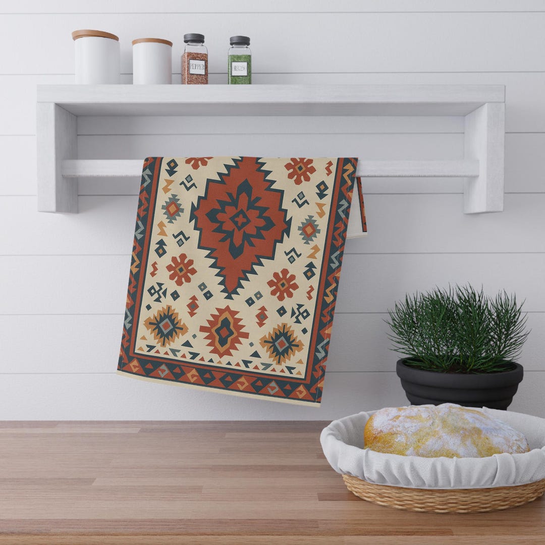 Bohemian Cotton Tea Towel: Rustic Vintage Kitchen Decor - Etsy