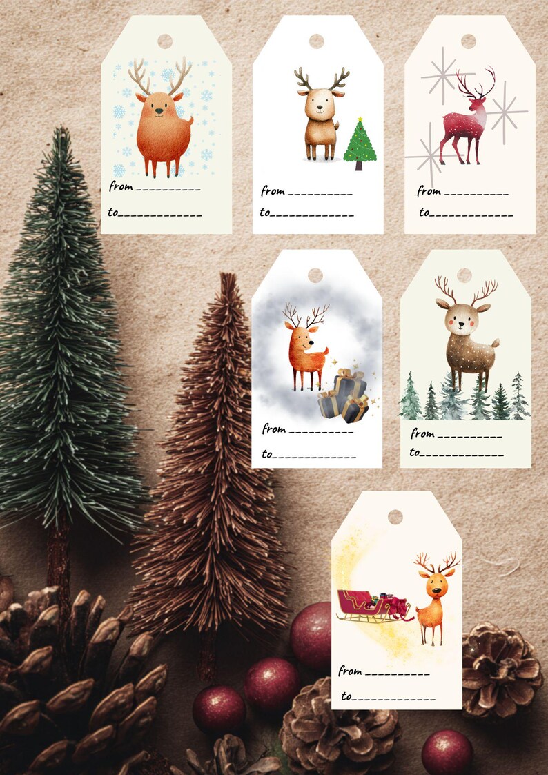 Printable Christmas Tags – Set of 12 Watercolor Gift Tags, Merry ...