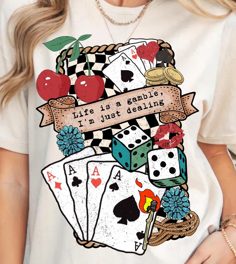 Life is a Gamble Png Design, Retro Turquoise Western Sublimation Design ...