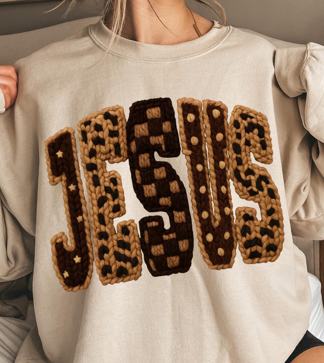Latch Hook Yarn Jesus Crochet Vintage PNG, Leopard Print Jesus Shirt ...