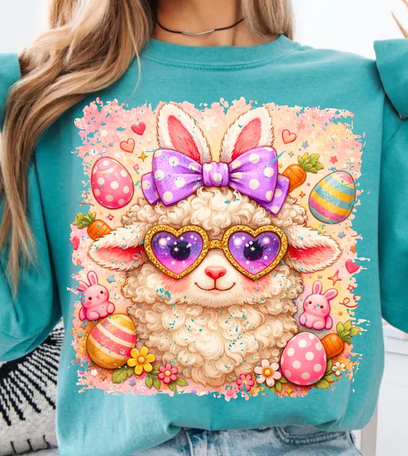 Preppy Easter Lamb PNG, Easter Sheep Png, Coquette Bow Lamb, Girls Kids ...