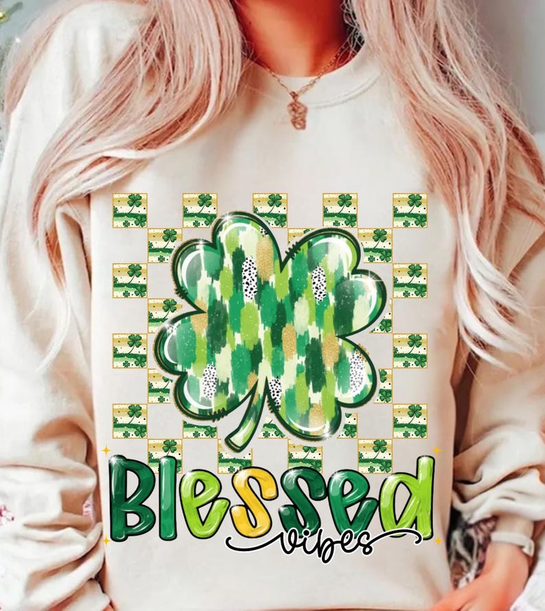 Blessed Vibes St Patrick PNG, Preppy St Patricks, Green Shamrock Bow ...