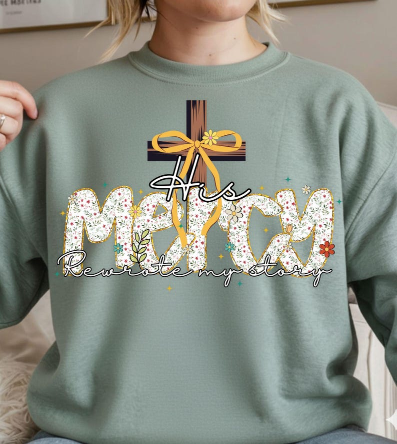 Jesus His Mercy Rewrote My Story Png, Coquette Faith Png, Religious ...