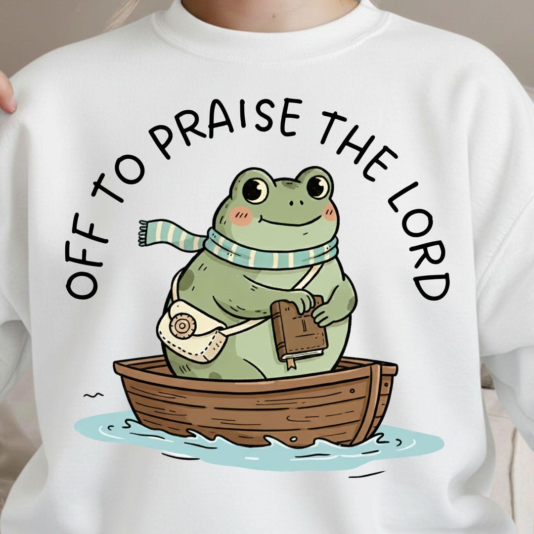 Christian Funny Frog off to Praise the Lord Png, Bible Study Png, Funny ...
