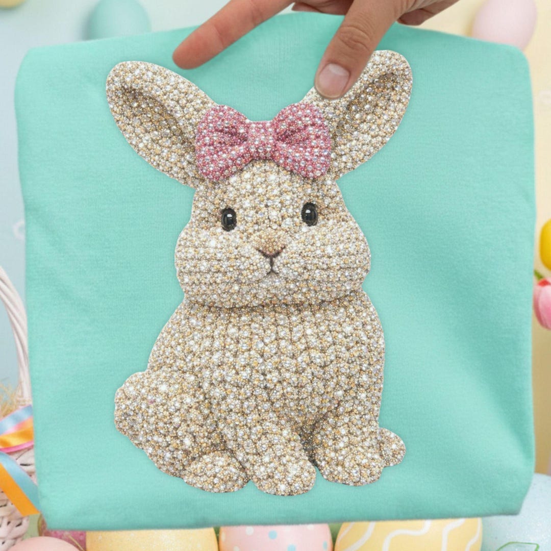 Rhinestone Happy Easter Bunny Png, Easter Bunny Rhinestone Png, Crystal ...