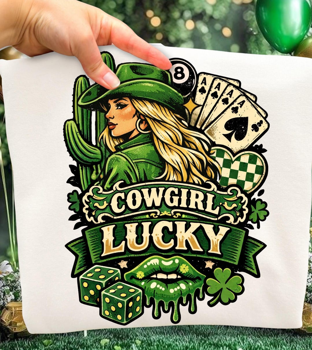 Cowgirl St Patrick's Day PNG, Lucky Shamrock Western Design (digital ...