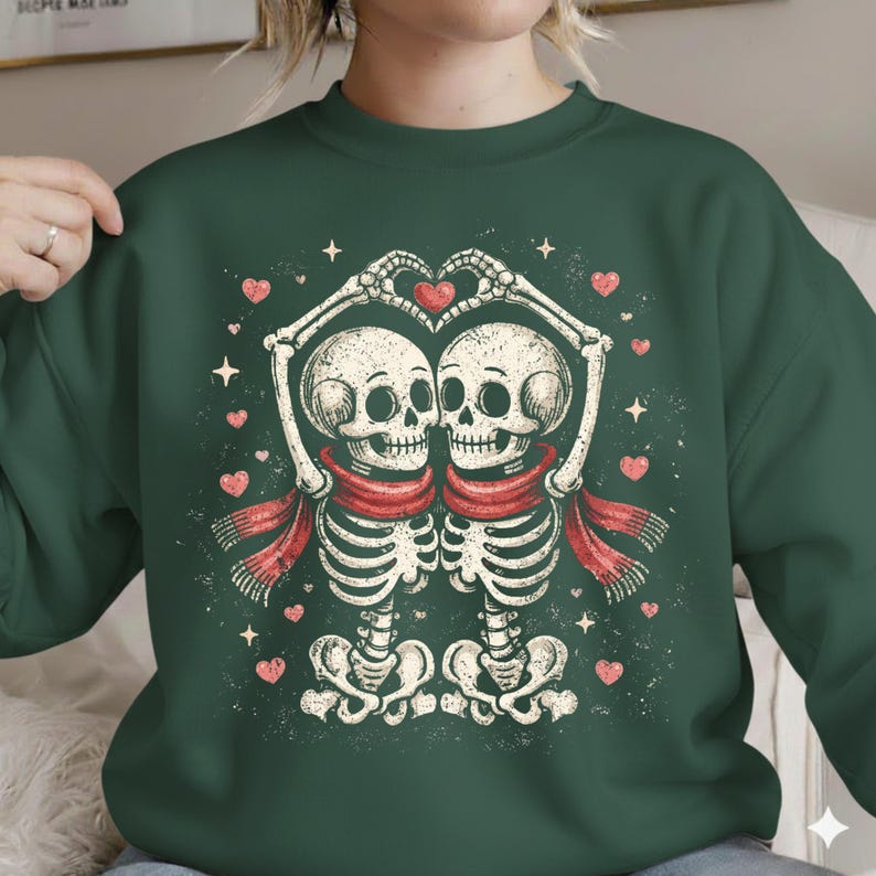 Valentine Skeleton Couple Png, Love Skeletons Heart Hands Png, Funny ...
