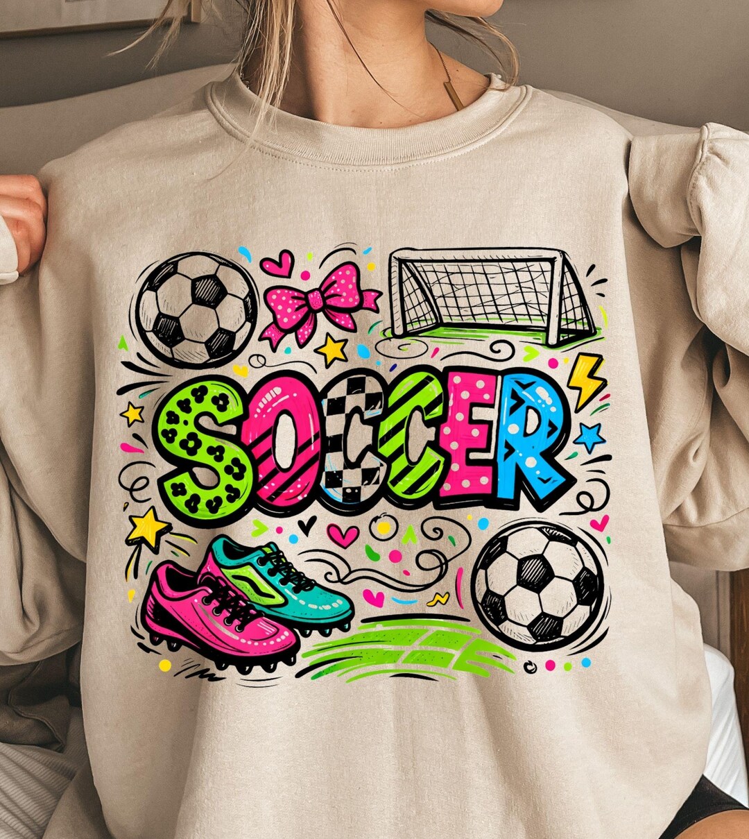 Colorful Preppy Soccer Png, Game Day Png, Retro Coquette Soccer Png ...