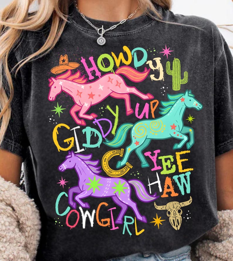 Y2K Preppy Horse Doodle Design, Retro Western Png, Western Horse Png ...