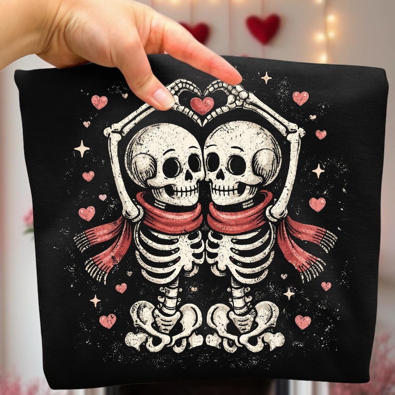 Valentine Skeleton Couple Png, Love Skeletons Heart Hands Png, Funny ...