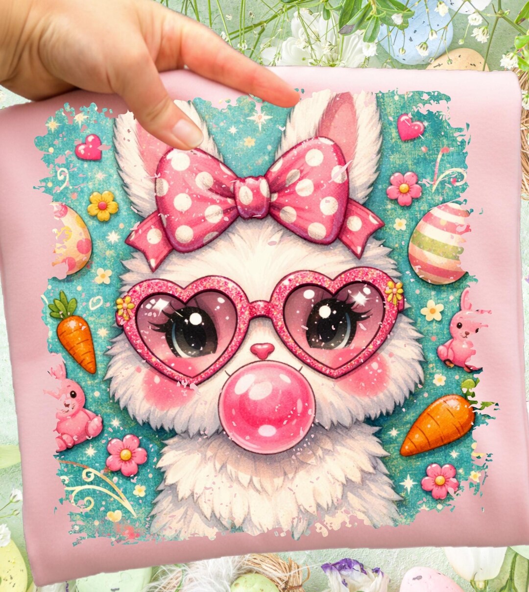 Preppy Easter Bunny Png, Cute Easter Bunny Png, Coquette Easter Bow Png ...