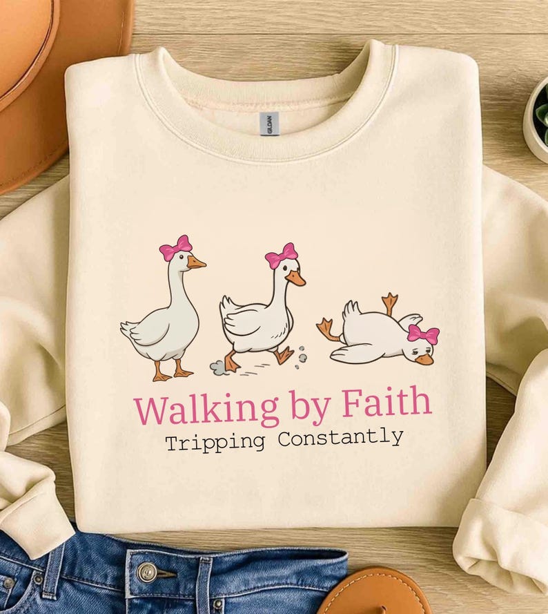 Funny Goose Christian Png, Walking by Faith Sublimation Design (digital ...