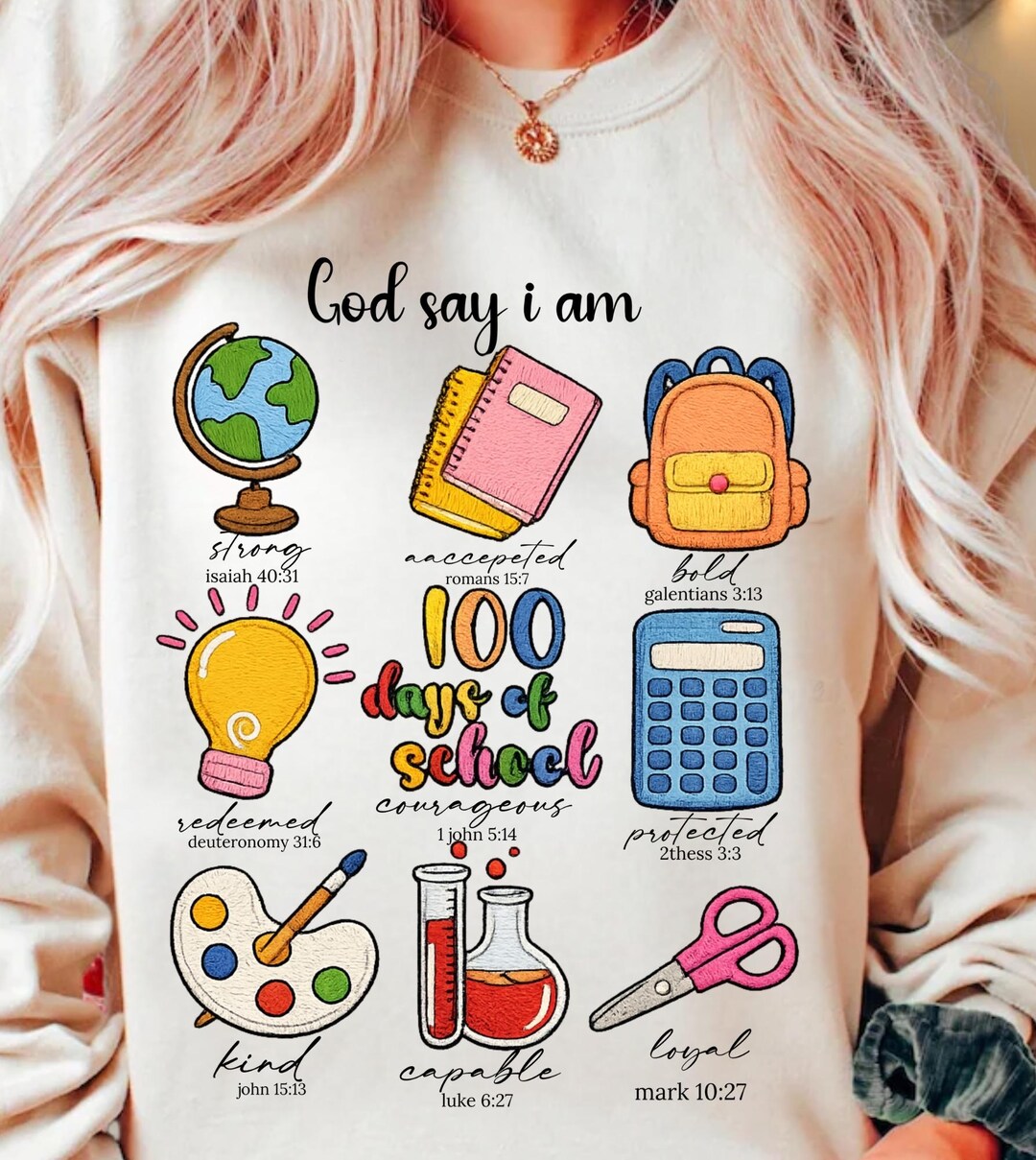 God Says I Am 100 Days of School Png, 100 Days of School Png, Christian ...