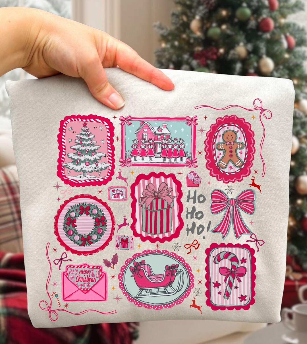 Preppy Christmas Frame Png Design, Coquette Merry Christmas Png, Preppy ...