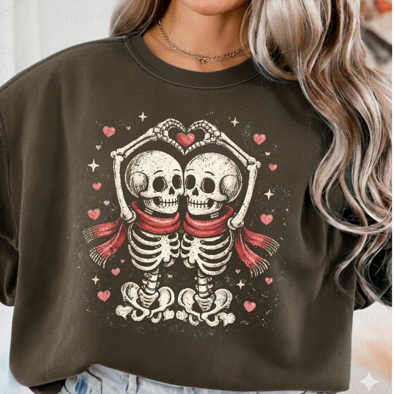 Valentine Skeleton Couple Png, Love Skeletons Heart Hands Png, Funny ...