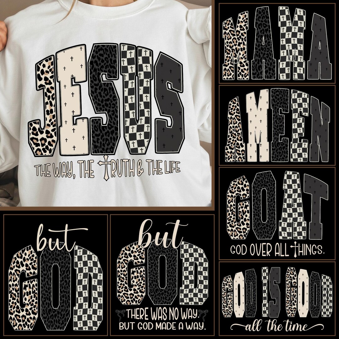 Retro Leopard Christian Png Bundle, Jesus Faith Quote Bundle, Bible ...
