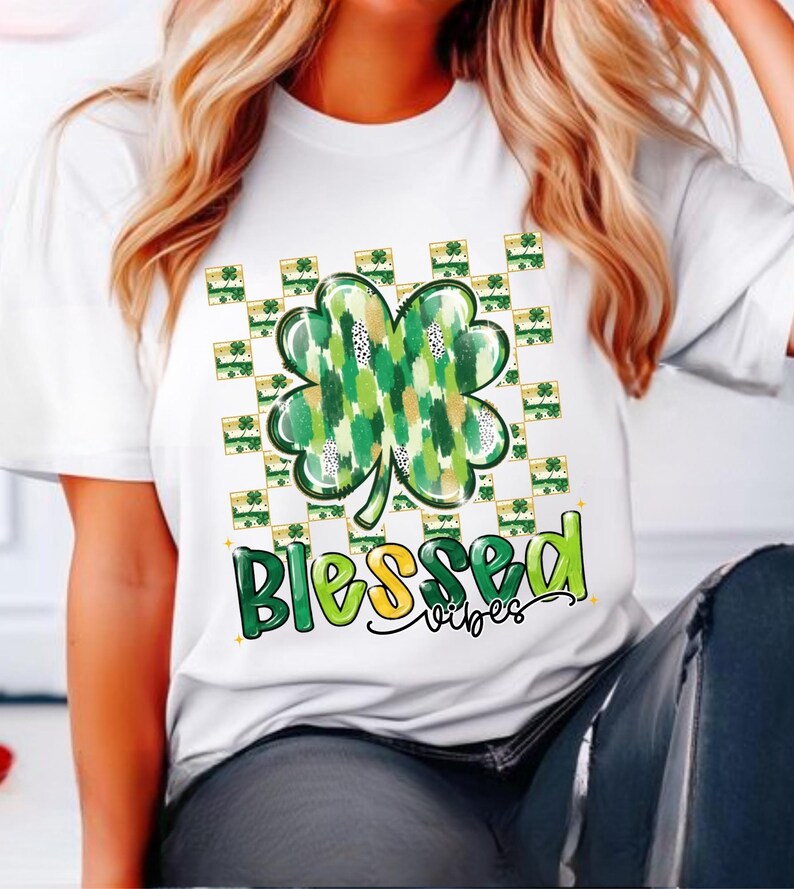 Blessed Vibes St Patrick PNG, Preppy St Patricks, Green Shamrock Bow ...