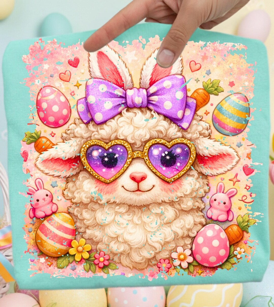 Preppy Easter Lamb PNG, Easter Sheep Png, Coquette Bow Lamb, Girls Kids ...