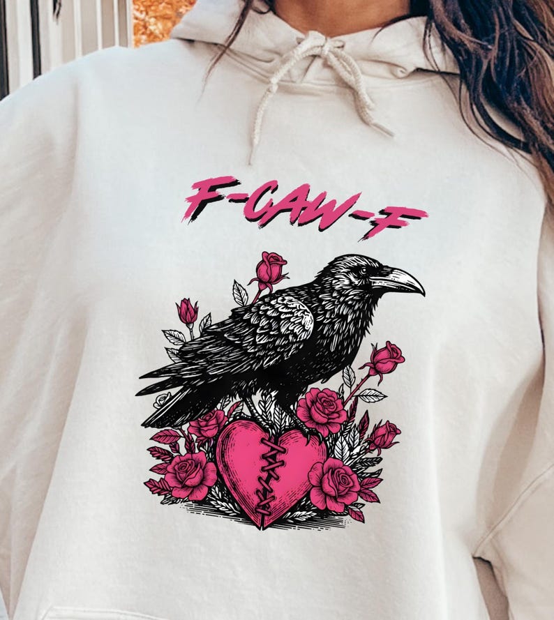 Retro Raven Anti Valentine PNG Bundle, Trendy F-caw-f Crow Design ...