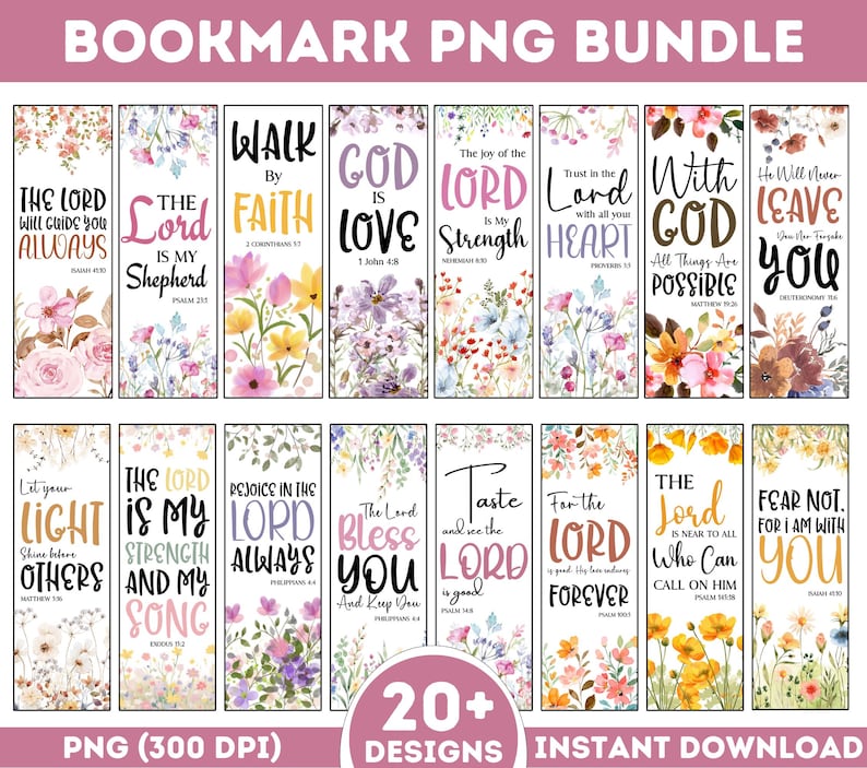 Christian Bookmarks PNG Bundle, Christian Png, Bookish Png, Printable ...