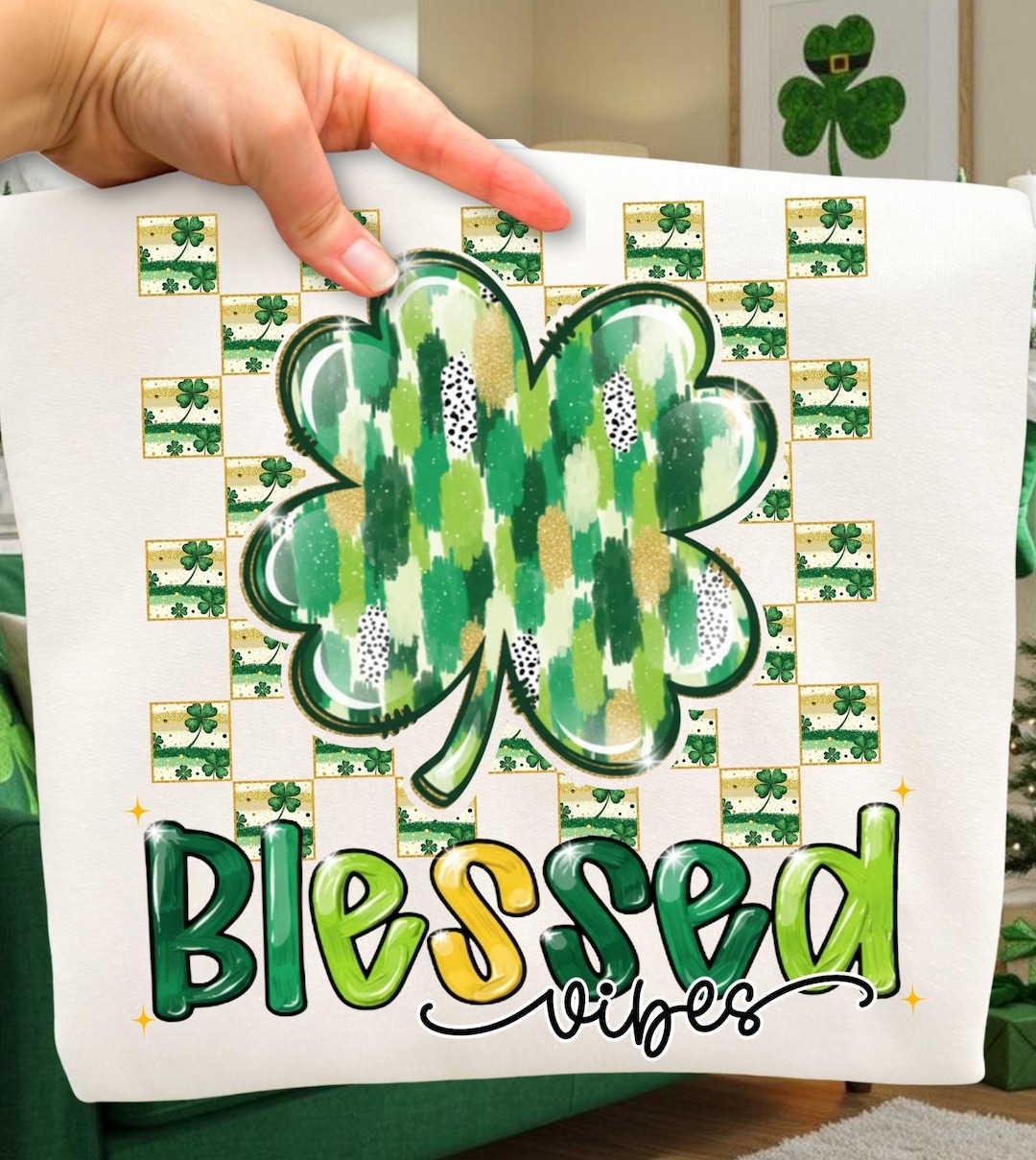 Blessed Vibes St Patrick PNG, Preppy St Patricks, Green Shamrock Bow ...