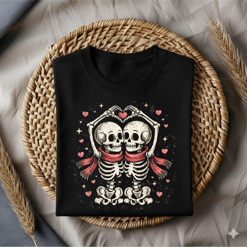 Valentine Skeleton Couple Png, Love Skeletons Heart Hands Png, Funny ...
