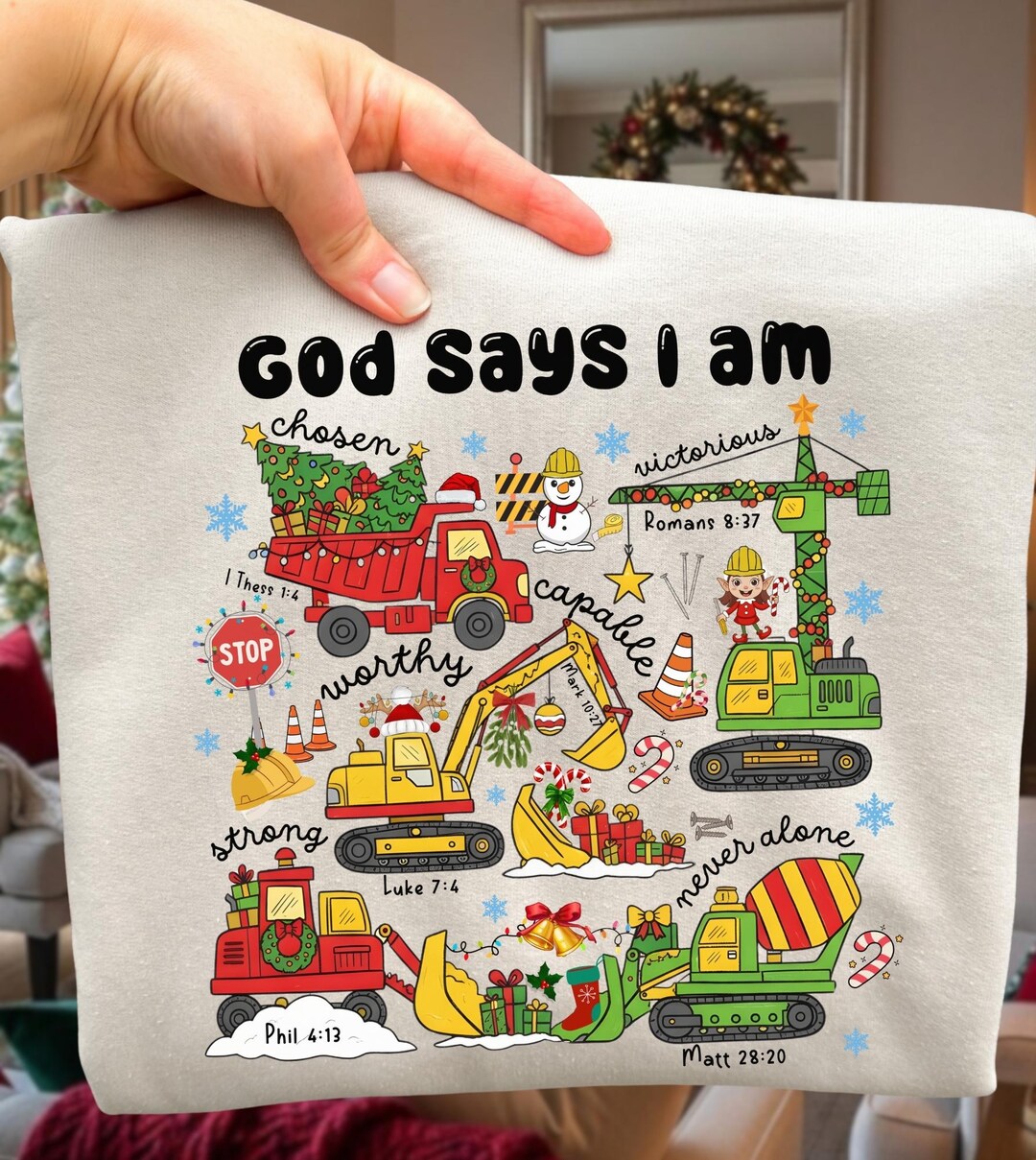 Christian Boy God Says I Am PNG, Construction Truck Png, Christmas Cars ...