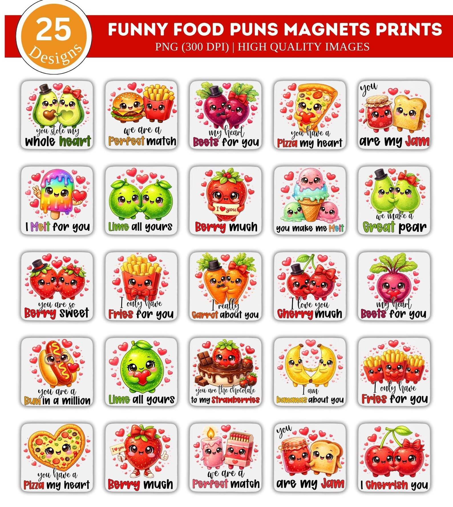Funny Food Pun Valentine PNG Bundle, Cute Couple Sublimation Design ...