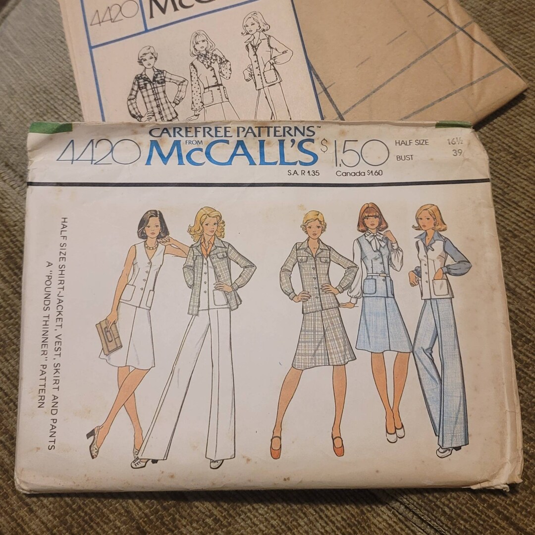 Vintage 1975 Mccall's Pattern 4420 Uncut Size 16 1/2 - Etsy