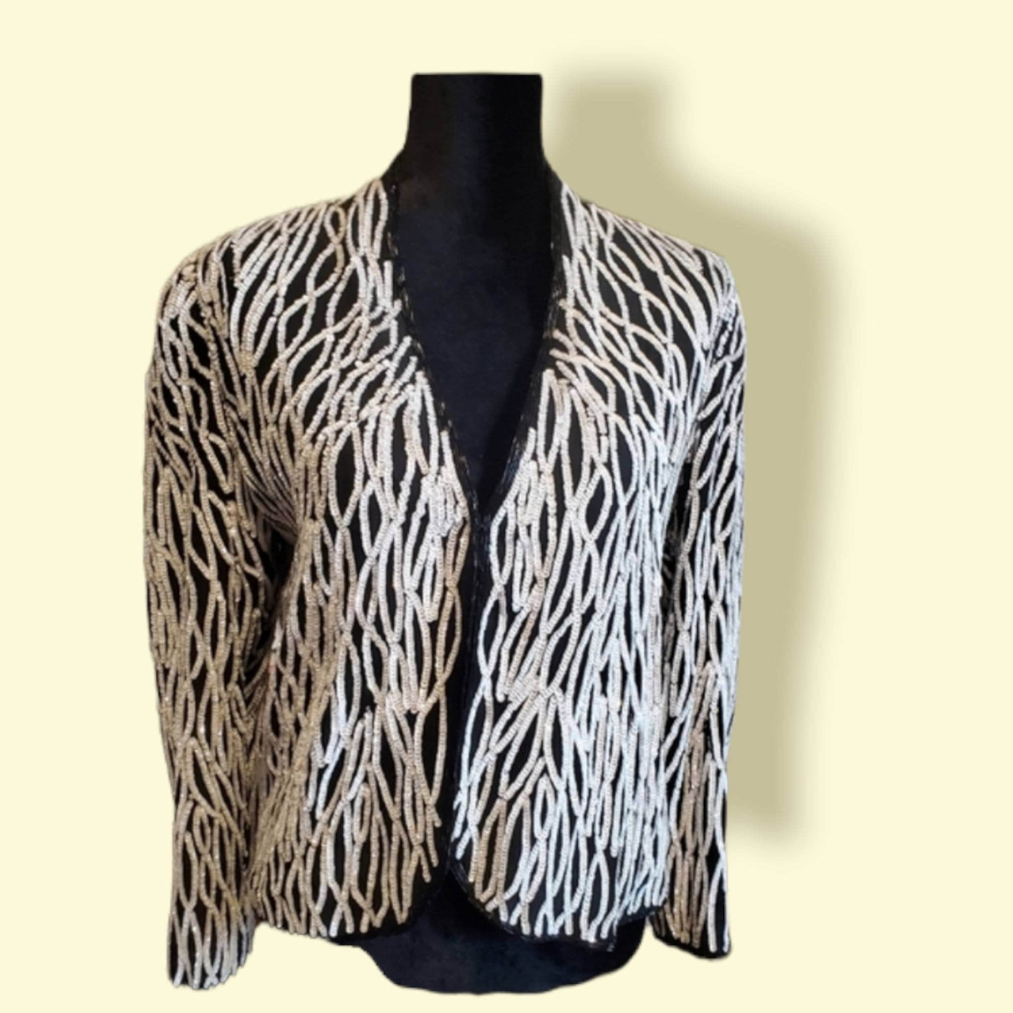 Vintage Nipon Night Silk Sequined Evening Jacket Petite Medium - Etsy