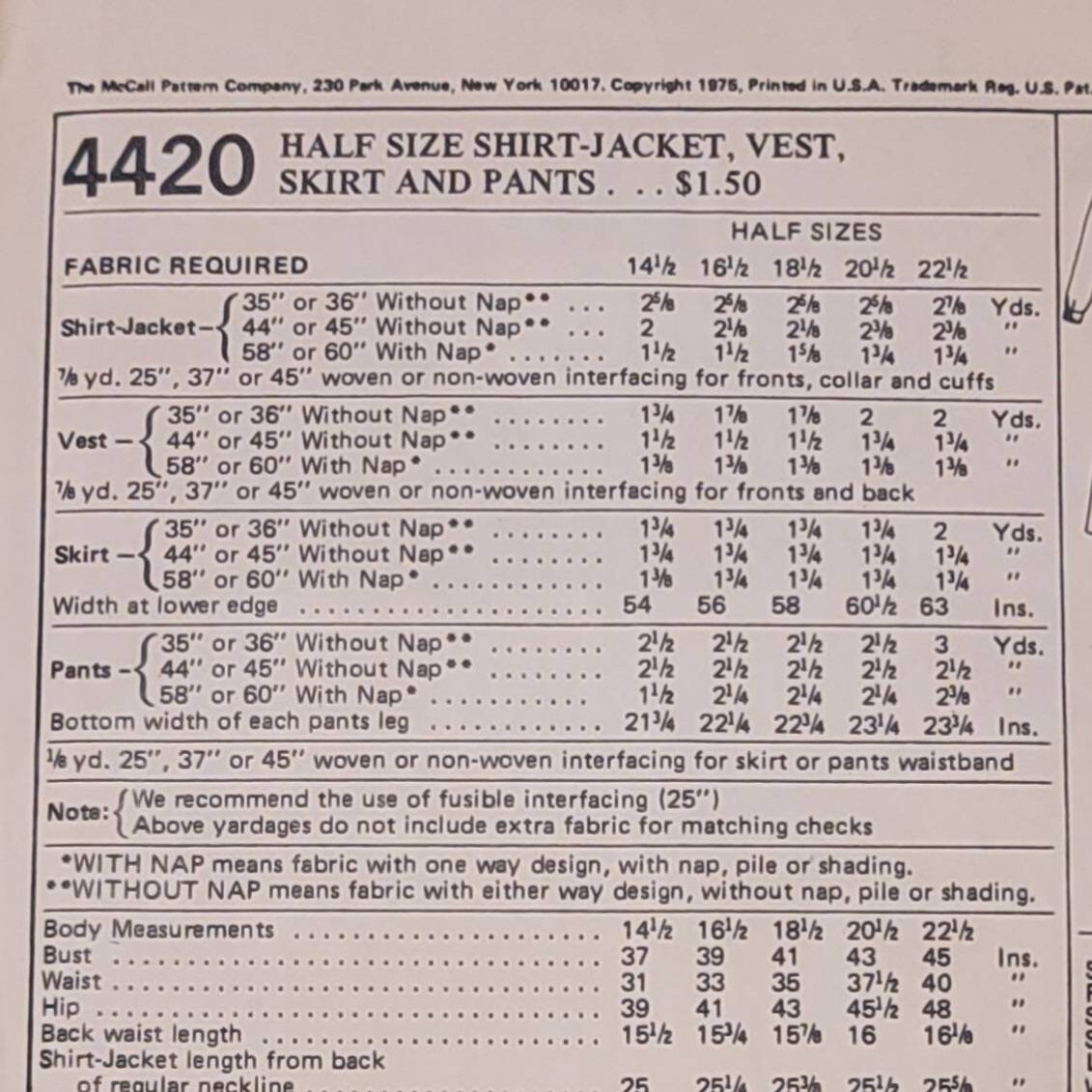Vintage 1975 Mccall's Pattern 4420 Uncut Size 16 1/2 - Etsy