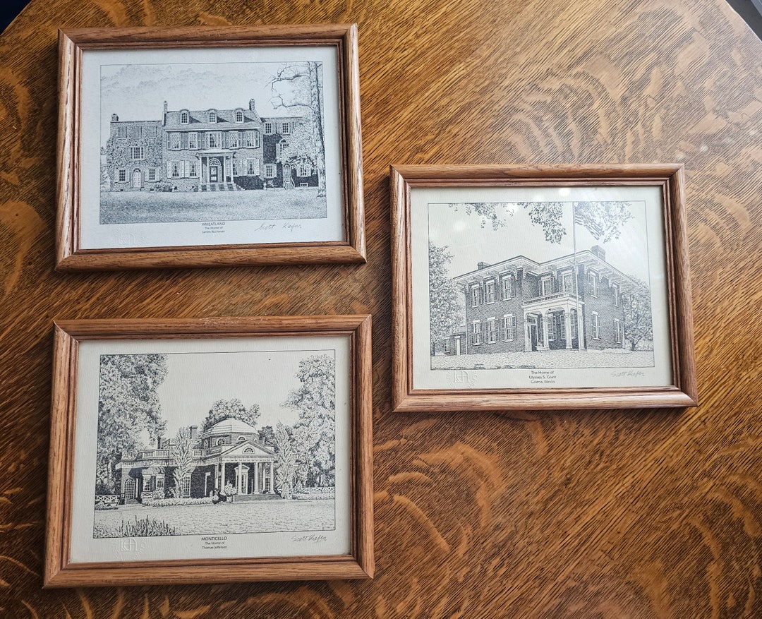 Set of Three Presidential Homes Lithograph Prints Signed Scott Keifer ...