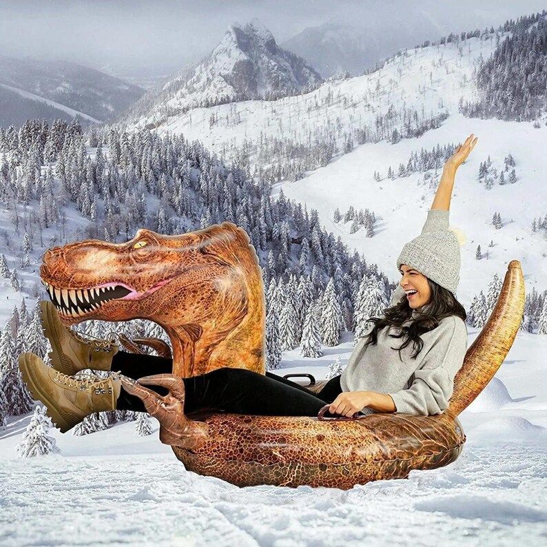 SNOWCANDY Giant T-rex Inflatable Snow Tube 42" Sled up to 250 Lbs. - 6 ...