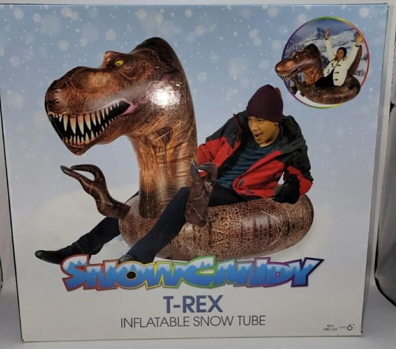 SNOWCANDY Giant T-rex Inflatable Snow Tube 42" Sled up to 250 Lbs. - 6 ...