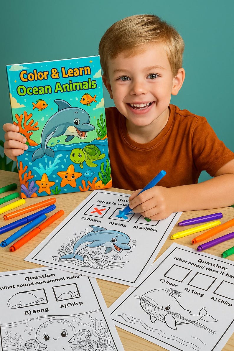 Color & Learn: Ocean Animals | Kids Printable Coloring Book PDF ...