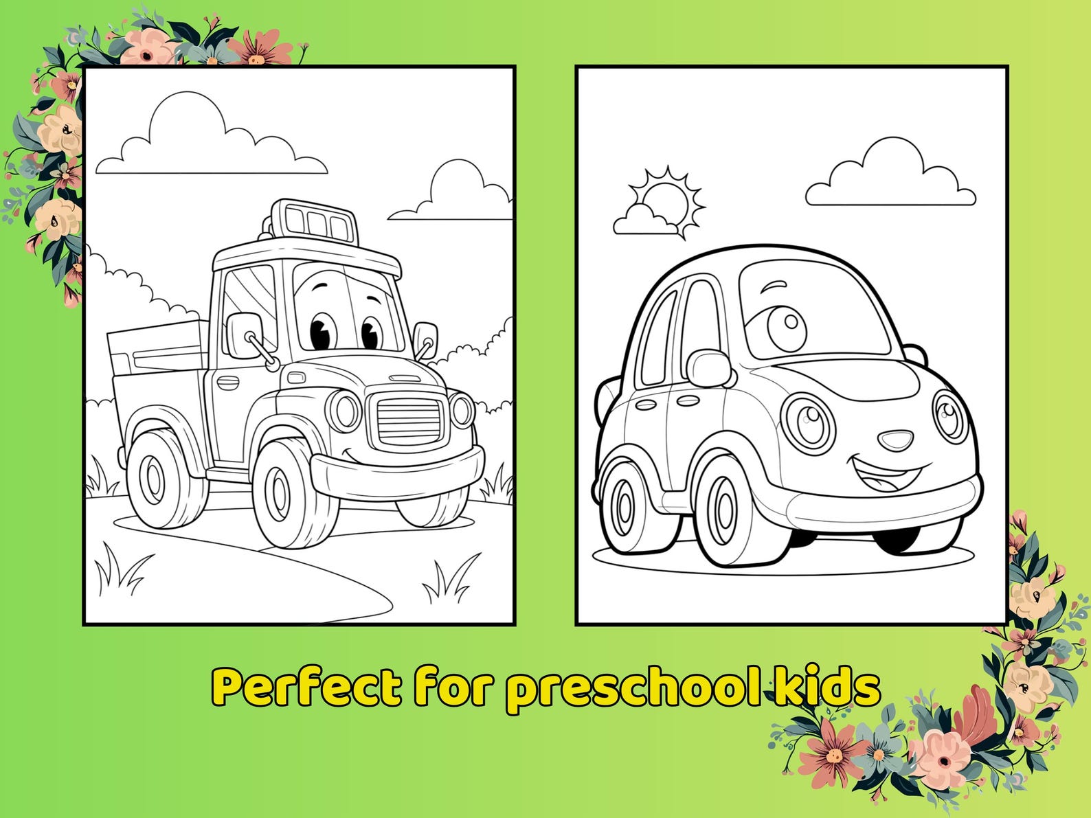 My First Vehicles Coloring Book for Kids | 51 Easy Coloring Pages ...