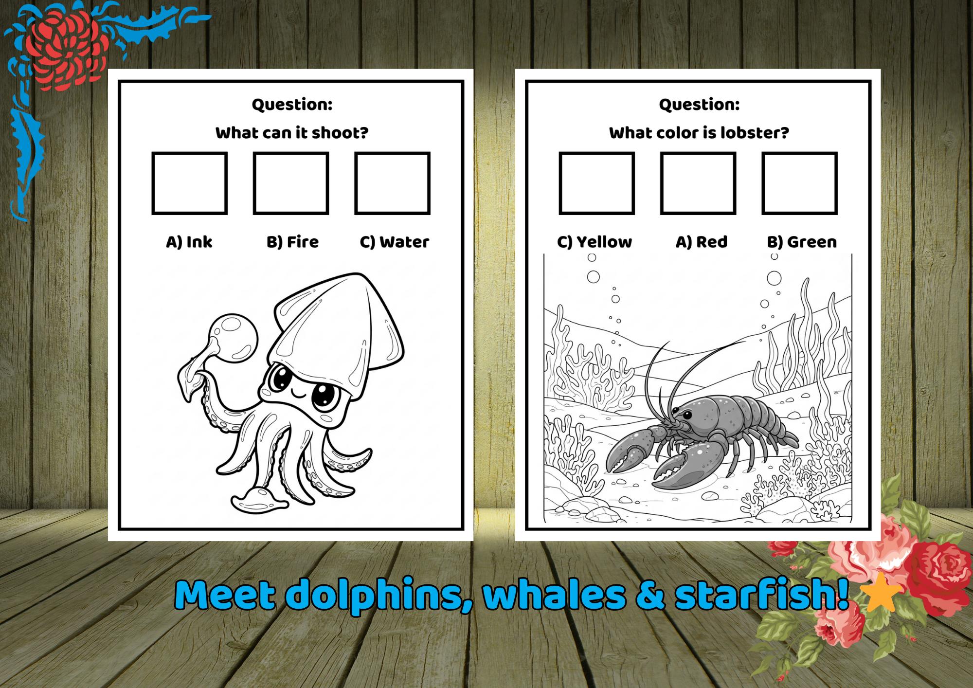 Color & Learn: Ocean Animals | Kids Printable Coloring Book PDF ...
