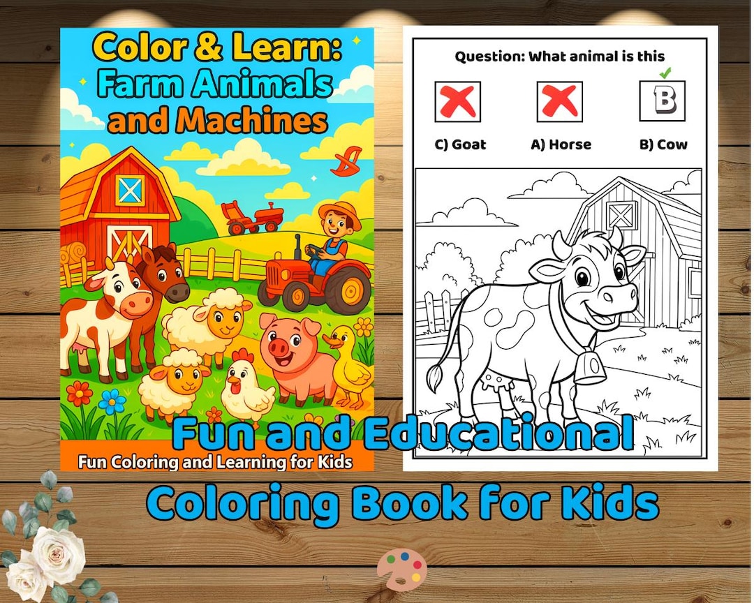 Farm Animals Coloring Book: Kids A4 Printable (PDF) - Etsy