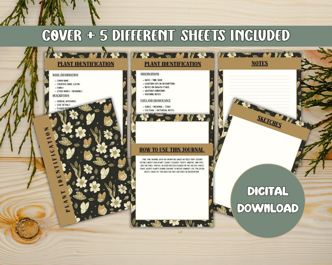 Printable Plant Identification Journal-nature Observation & Wildflower ...