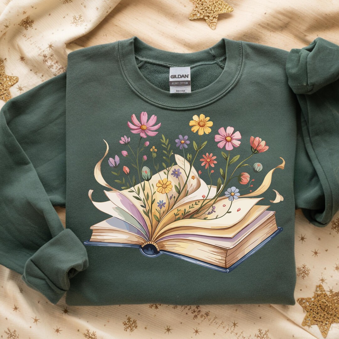 Floral Book Digital PNG SVG Design | Book Lover Printable Art, Digital ...