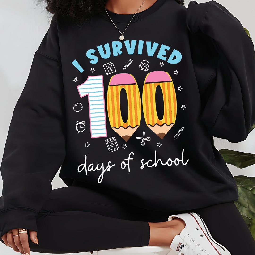 I Survived 100 Days of School PNG, 100 Days of School Teacher Shirt Png ...