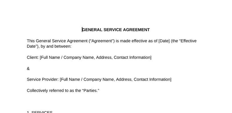 General Service Agreement - Template - Etsy