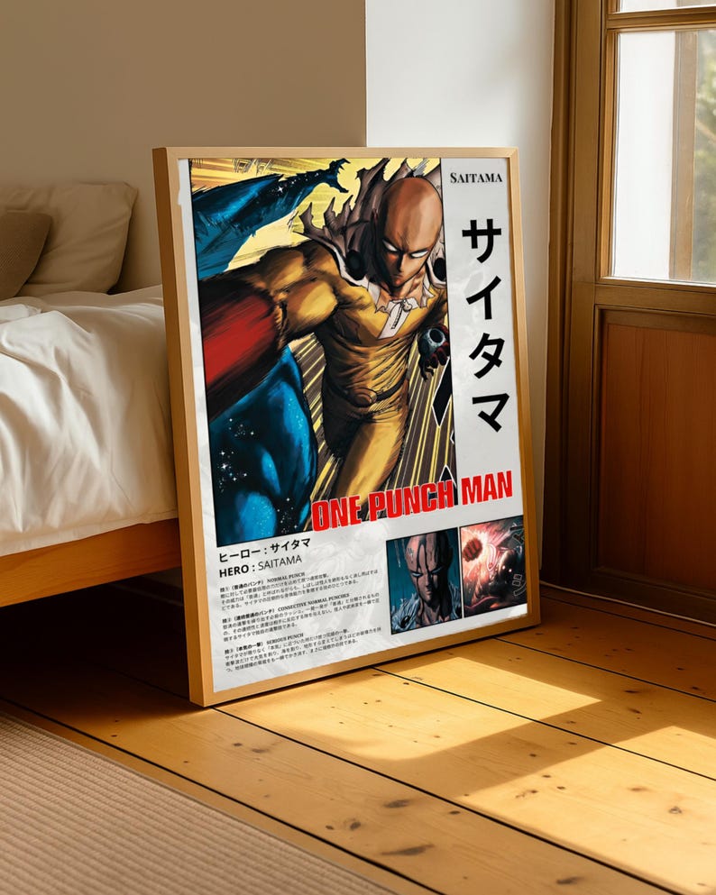 One Punch Man Saitama Anime Manga Poster | Japanese Art Print ...