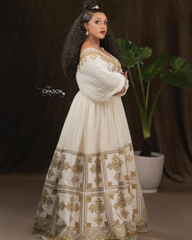 Ethiopian and Eritrean Wedding Dress | Habesha Kemis With Tibebe ...