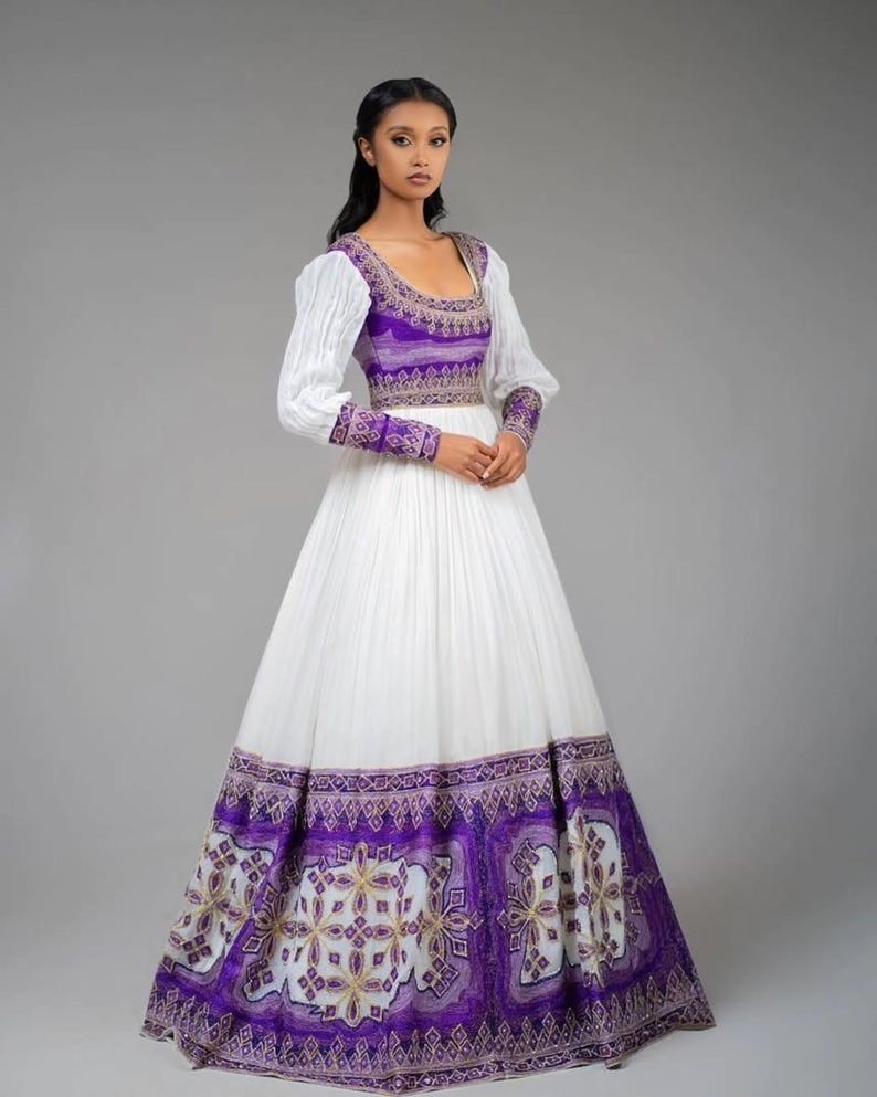 Ethiopian and Eritrean Wedding Dress | Habesha Kemis With Tibebe ...