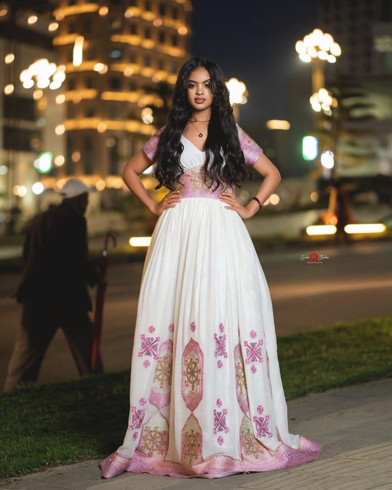 Ethiopian and Eritrean Wedding Dress | Habesha Kemis With Tibebe ...
